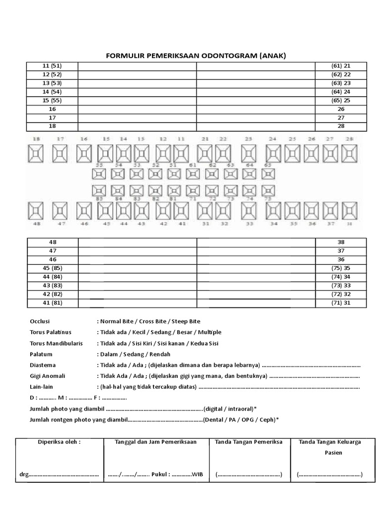 Formulir Odontogram Anak | PDF