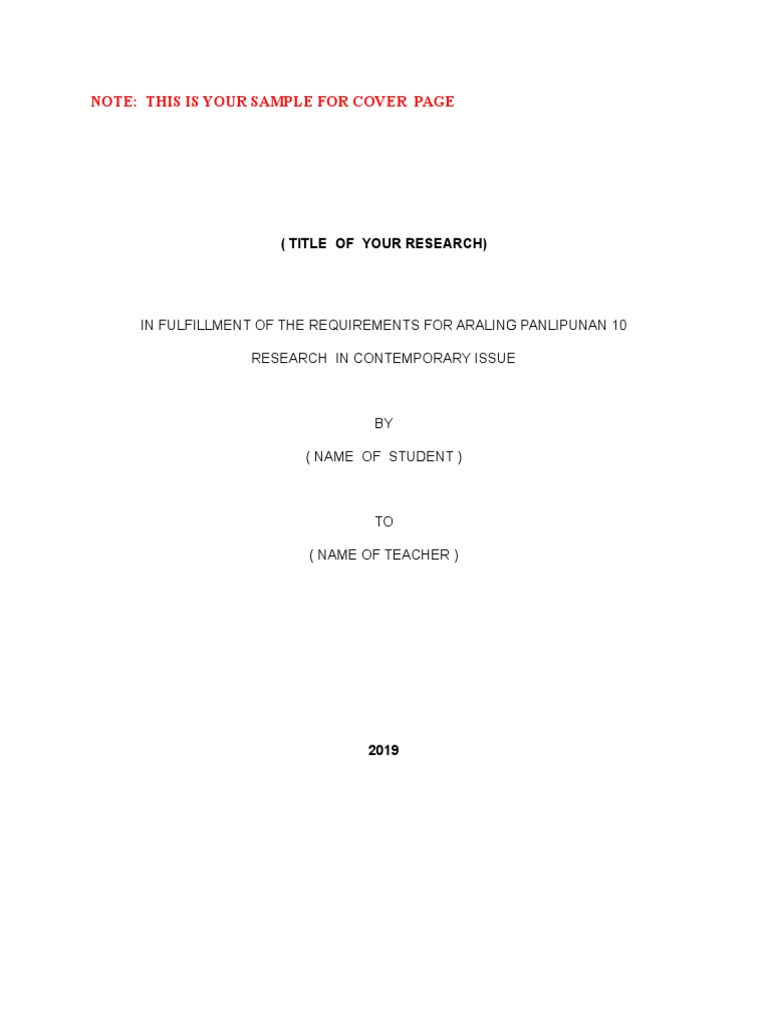 Sample Thesis Cover Page Template | PDF