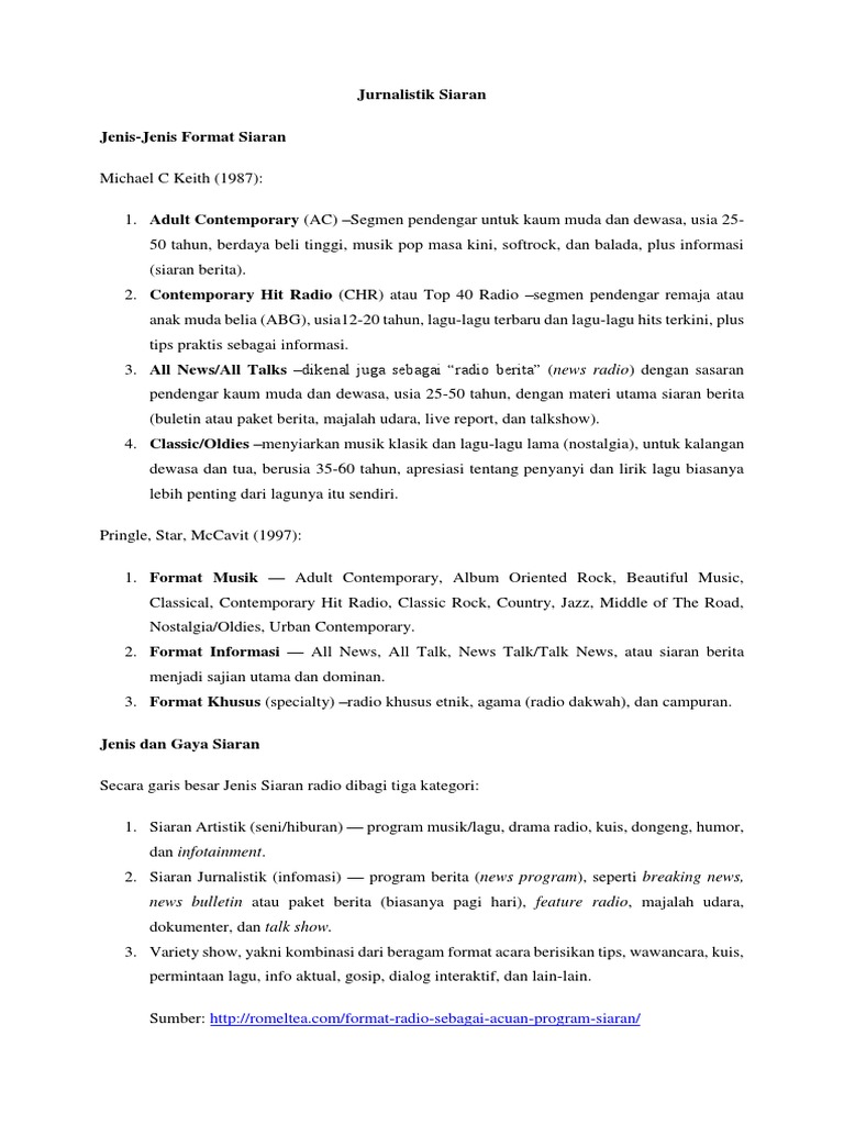 Format dan Jenis Siaran Radio | PDF