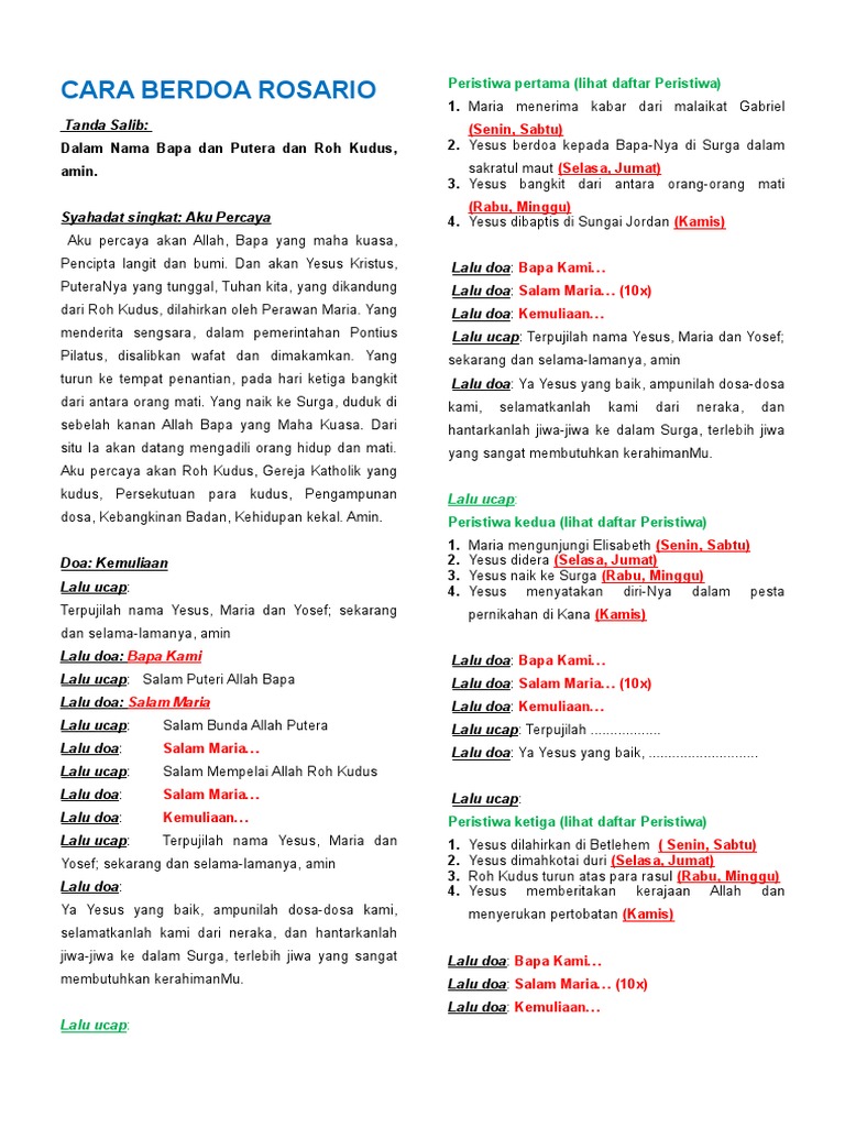 Cara Berdoa Rosario | PDF