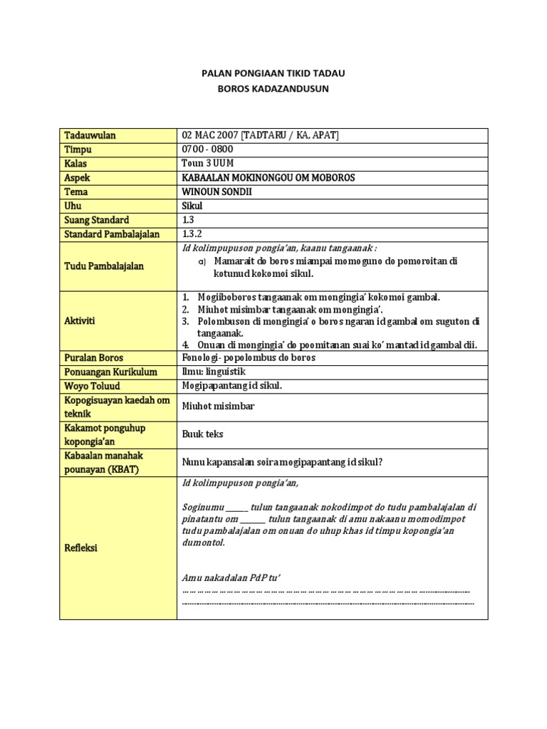 RPH Tahun 3 (Unit 3) | PDF
