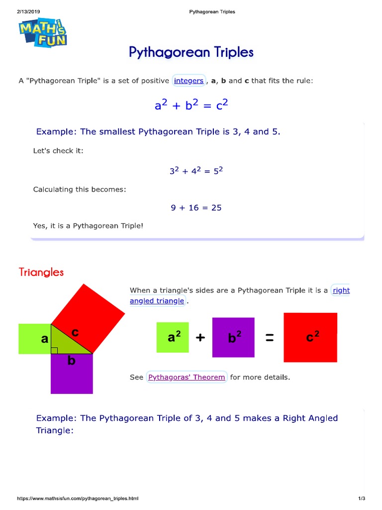 Pythagorean Triples | PDF