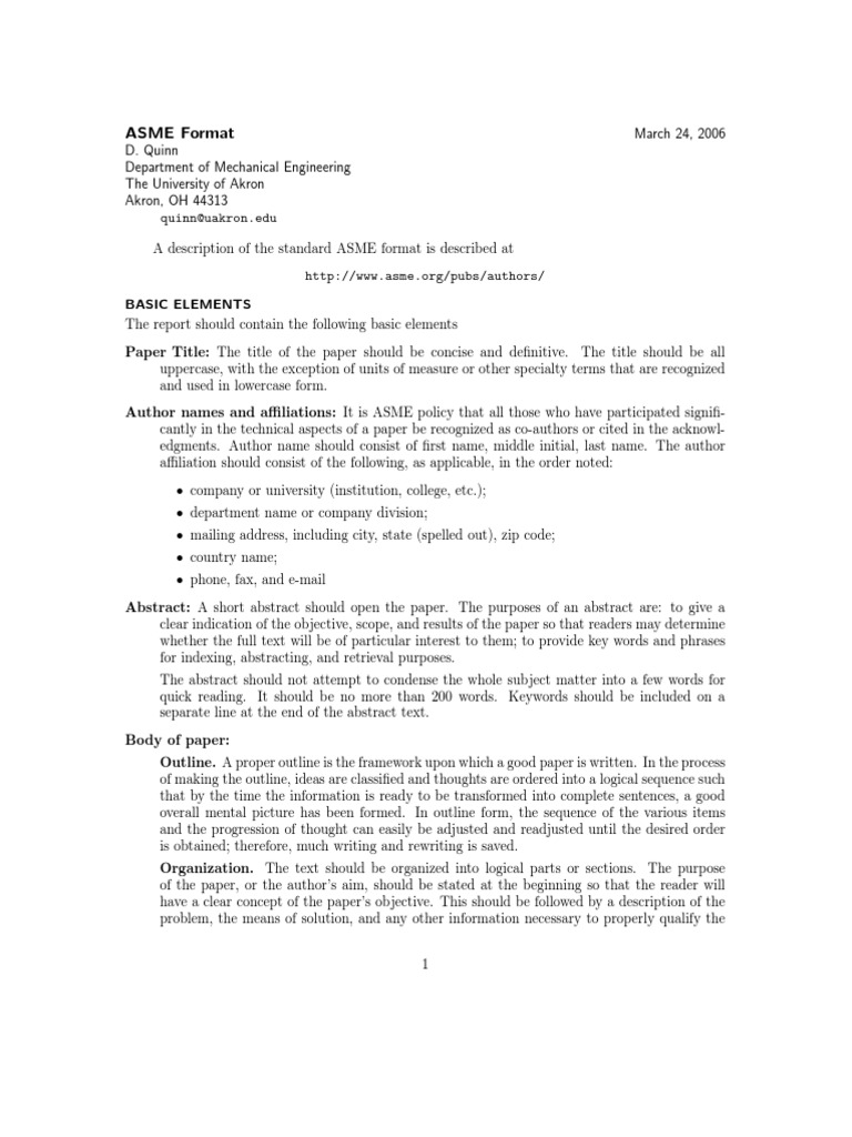 Asme Format Description Pdf