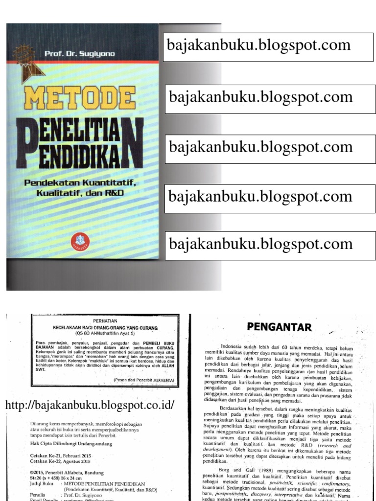 Metode Penelitian Pendidikan Sugiyono 2015 BAGIAN 1 PDF | PDF