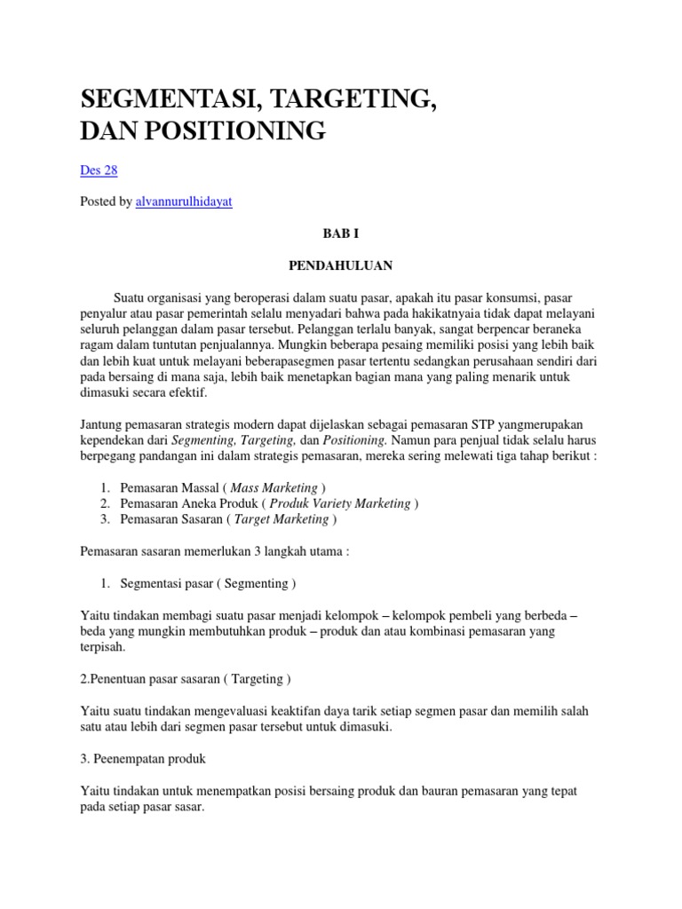 Strategi Segmentasi Pasar Efektif | PDF