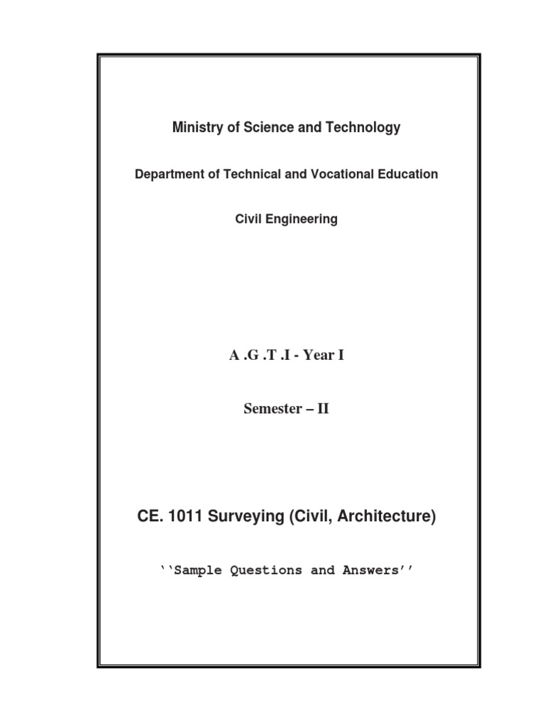Civil Engineering Surveying Questions and Answers | PDF | Horizon | Space