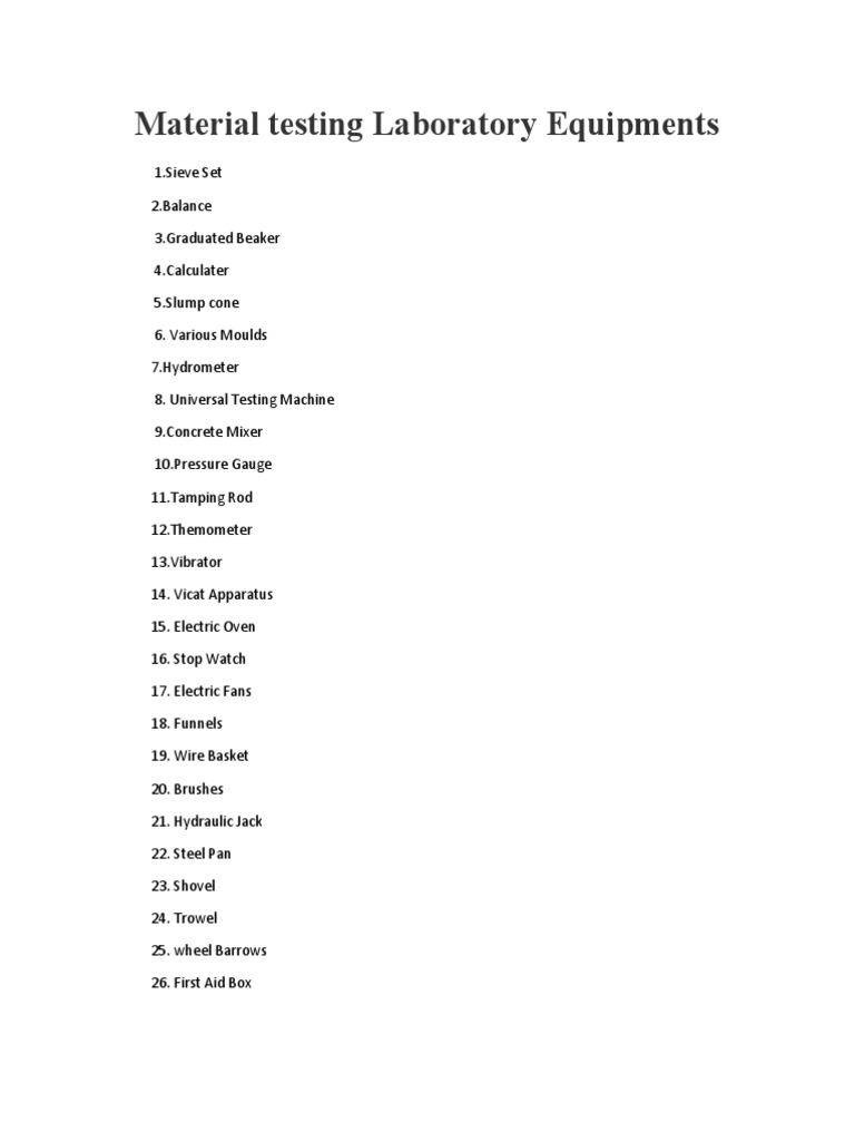 Material Testing Laboratory Equipments | PDF | Concrete | Mechanical ...