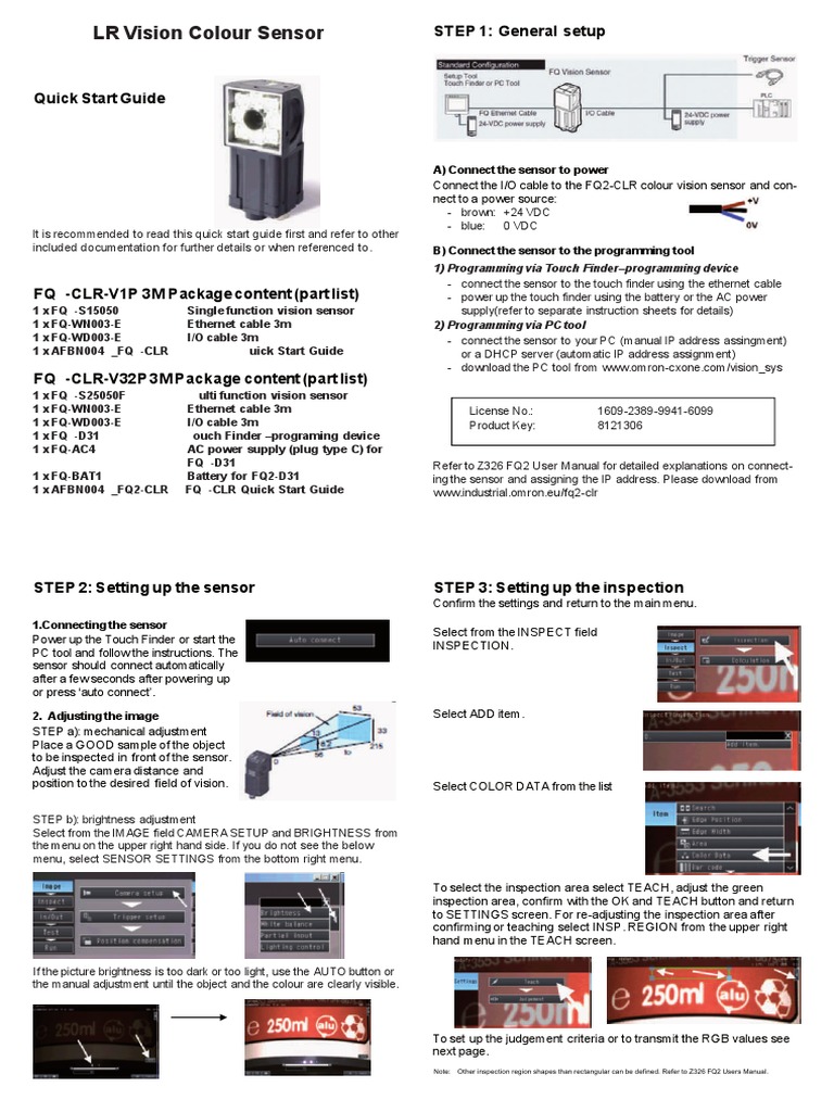 Vision Sensor Setup Guide | PDF | Rgb Color Model | Color
