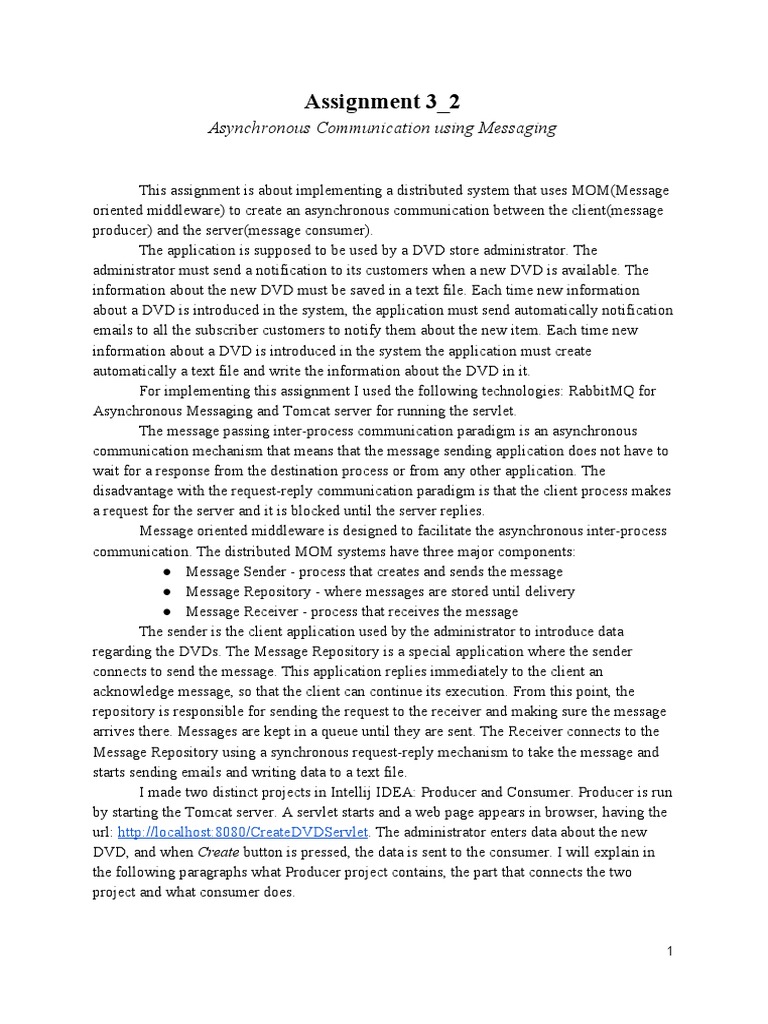 Assignment 3 - 2: Asynchronous Communication Using Messaging | Download ...