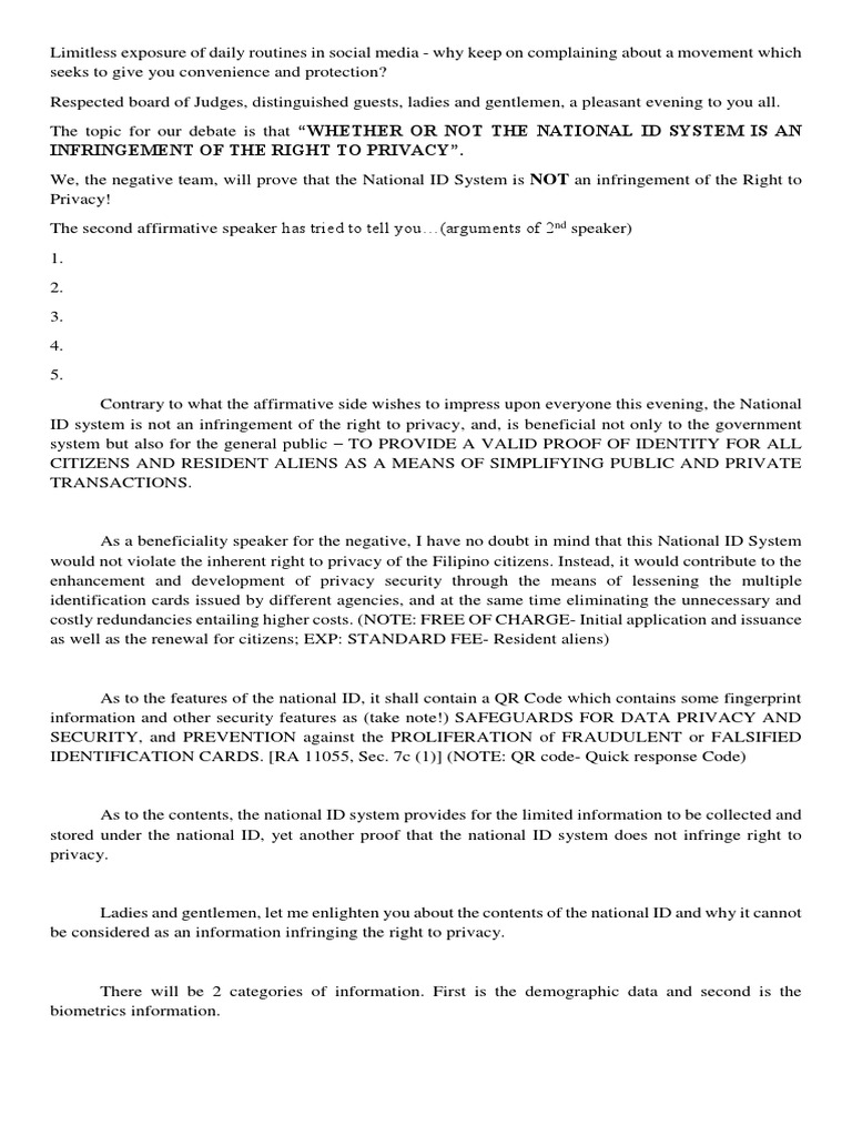 Infringement of The Right To Privacy" | PDF | Identity Document | Privacy