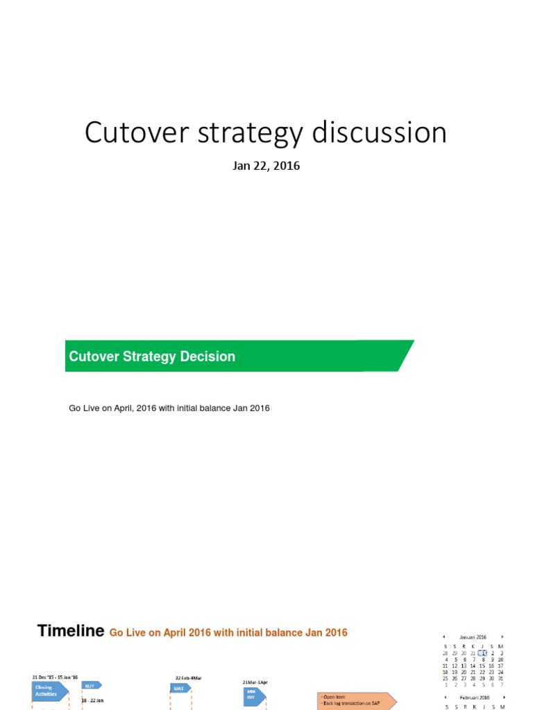 SAP Cutover Strategy & Timeline | PDF | Inventory | Depreciation