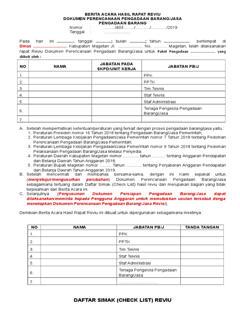 Ba Reviu Dokumen Perencanaan Pengadaan Pdf 