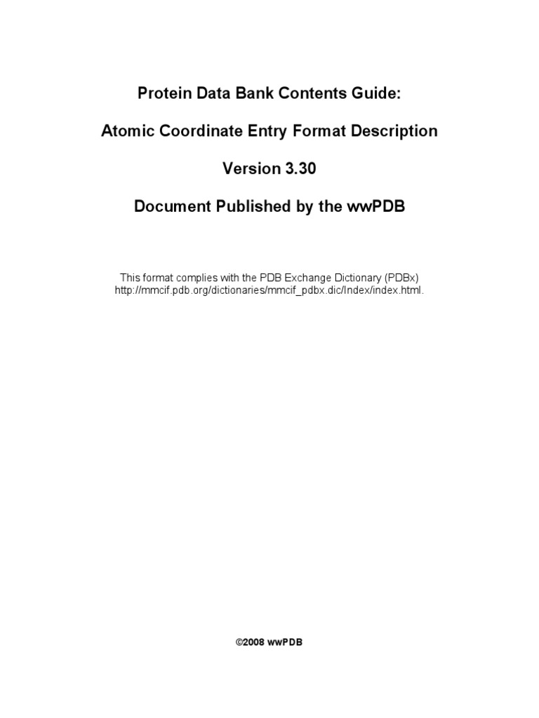 Protein Data Bank Contents Guide: Atomic Coordinate Entry Format ...
