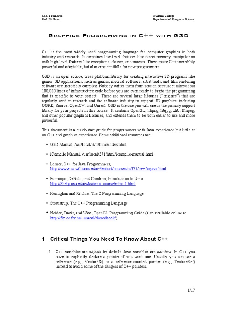 Graphics Programming in C++ With G3D | PDF