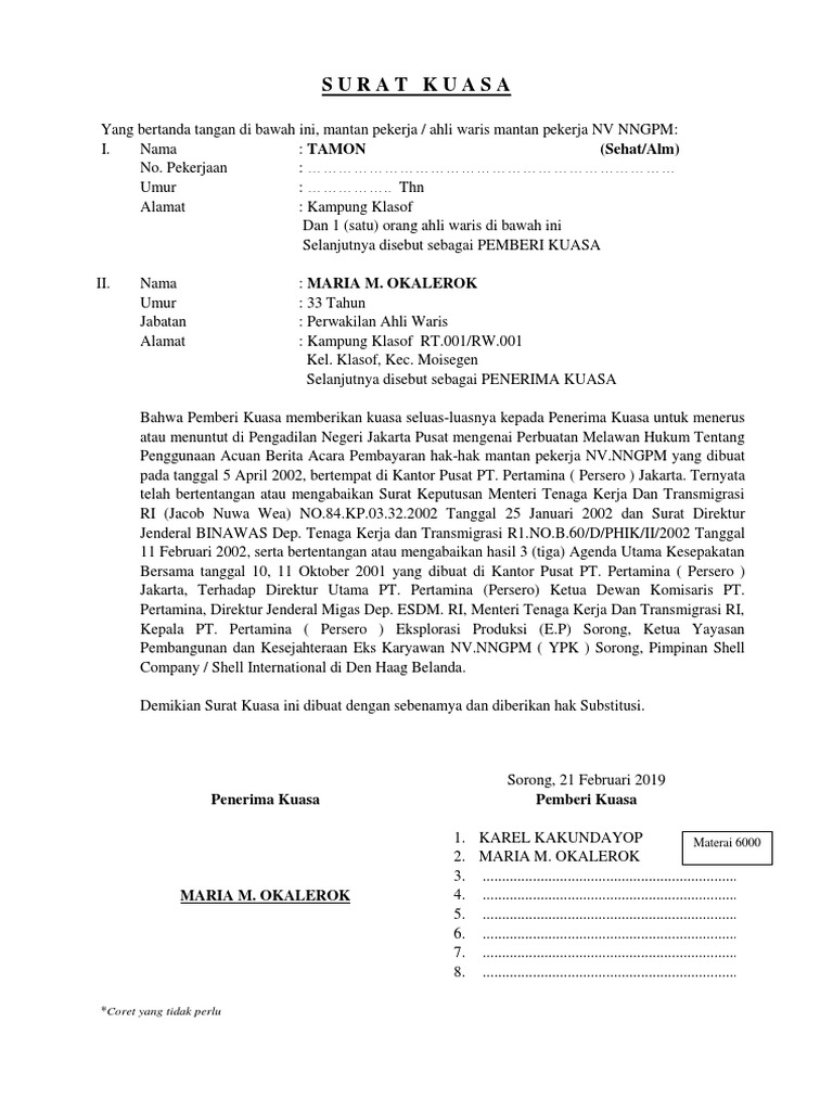 Surat Kuasa Tamon | PDF