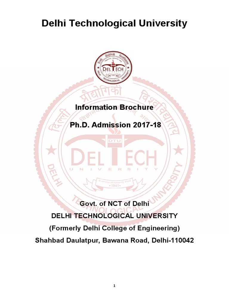 DTU PHD Brochure 2017-18 | PDF | Academic Degree | University And College Admission