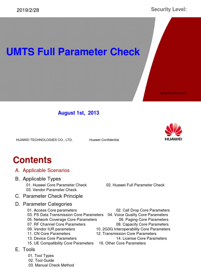 UMTS Full Parameter Check V1 | PDF | Interoperability | Data Transmission