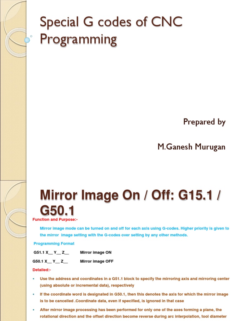 Special G Codes of CNC Programming | PDF | Cartesian Coordinate System ...