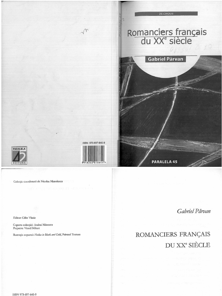Gabriel Parvan Romanciers Francais Du XX Siecle PDF | PDF