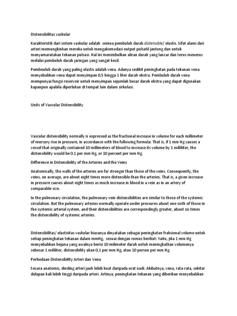 Distensibilitas Vaskular dan Regulasi Sirkulasi Darah | PDF