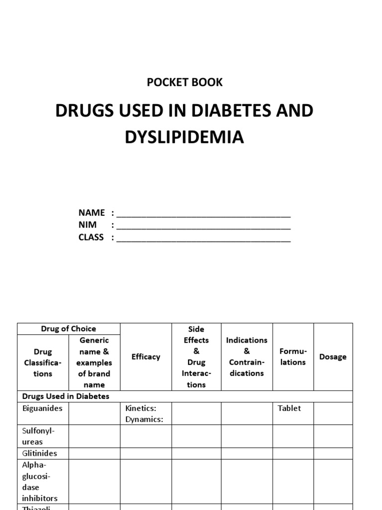 Drugs Used in Diabetes and Dyslipidemia: Pocket Book | PDF