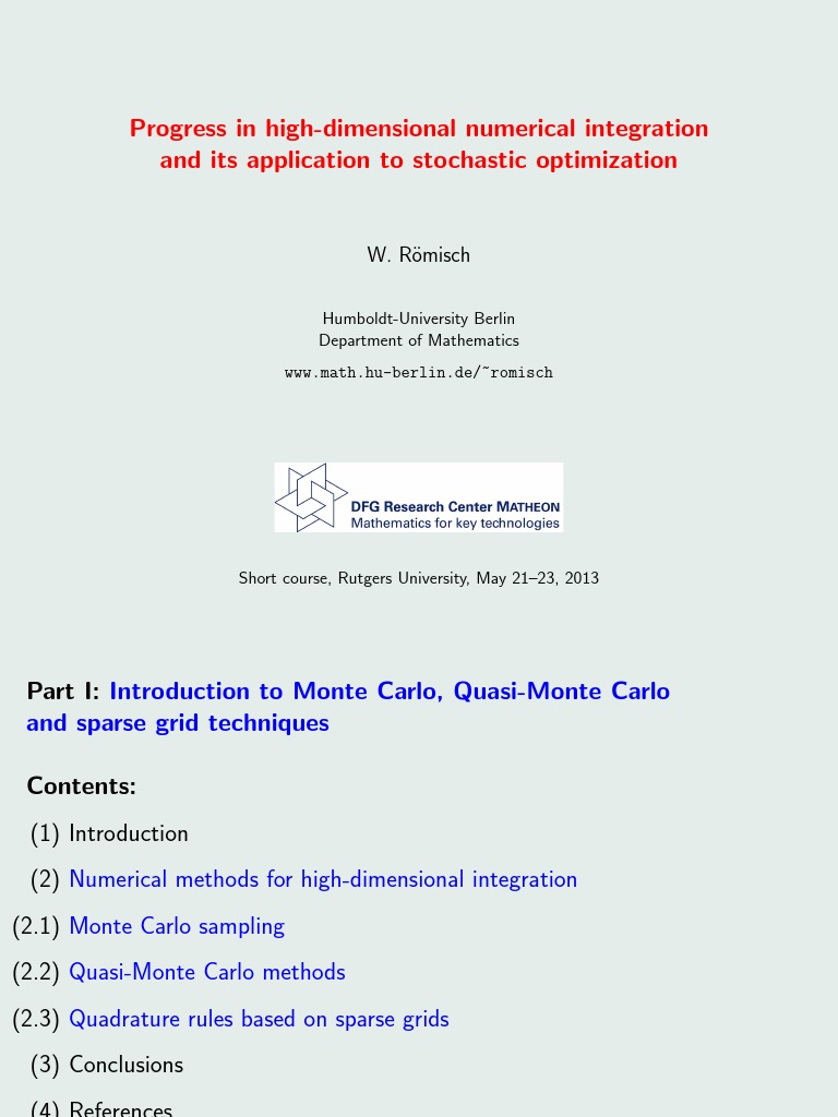 Numerical Integration | PDF | Numerical Analysis | Monte Carlo Method