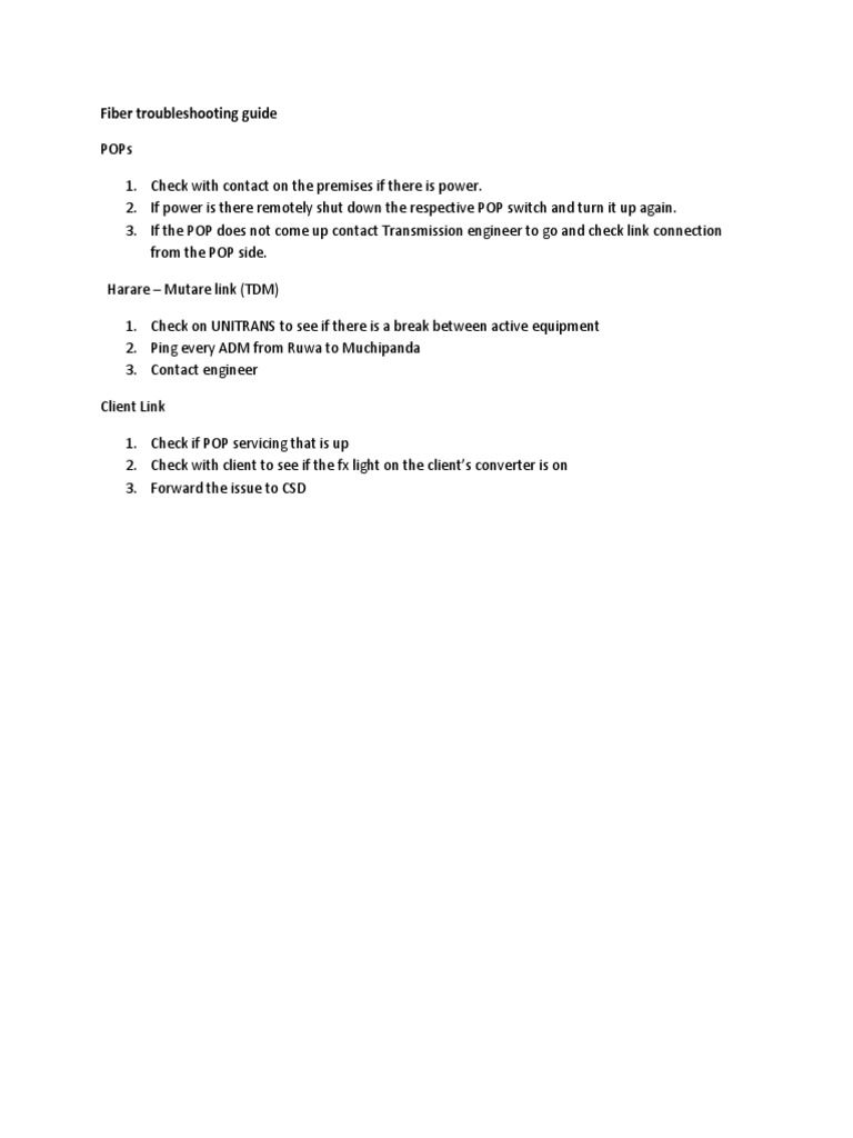 Fibre Troubleshooting - Guide | PDF