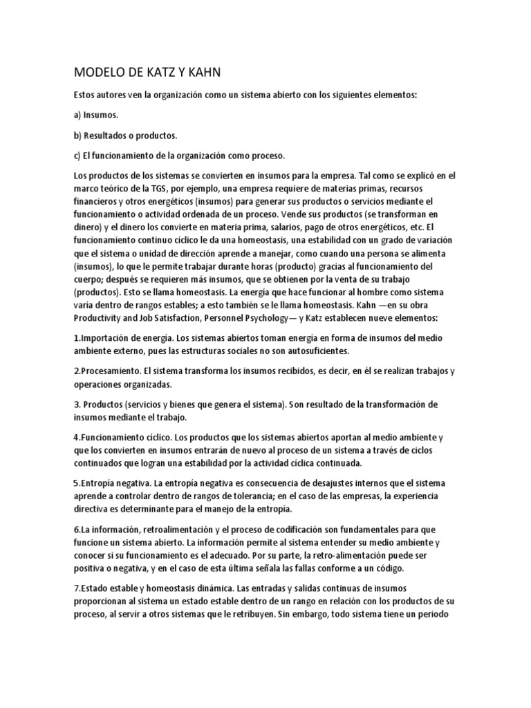 Modelo de Katz y Kahn | PDF | Sociedad | Institución