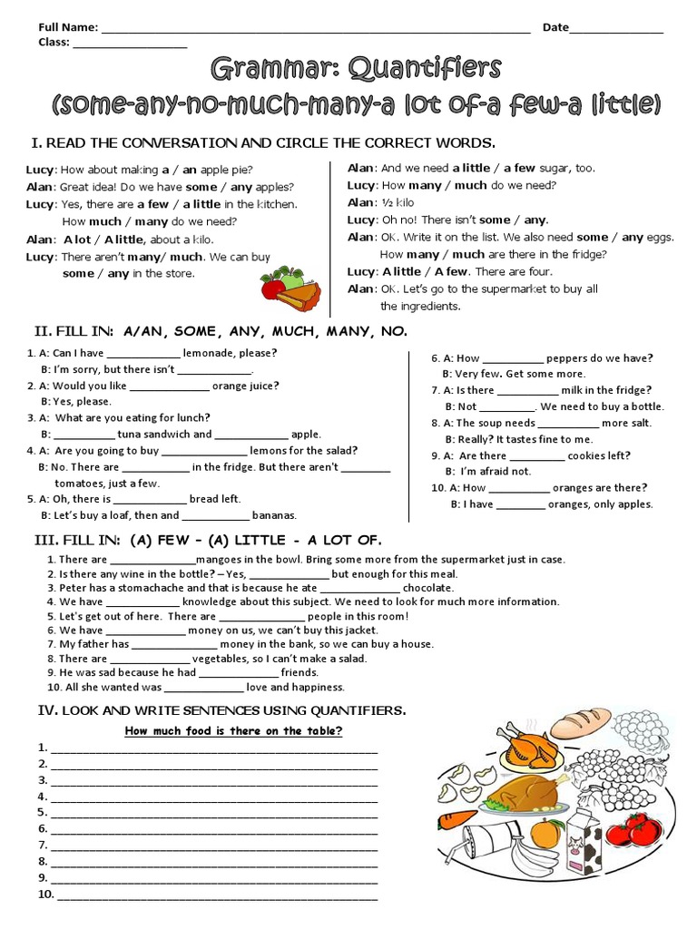 Quantifiers Grammar Drills - 107561 | PDF | Salad | Cooking