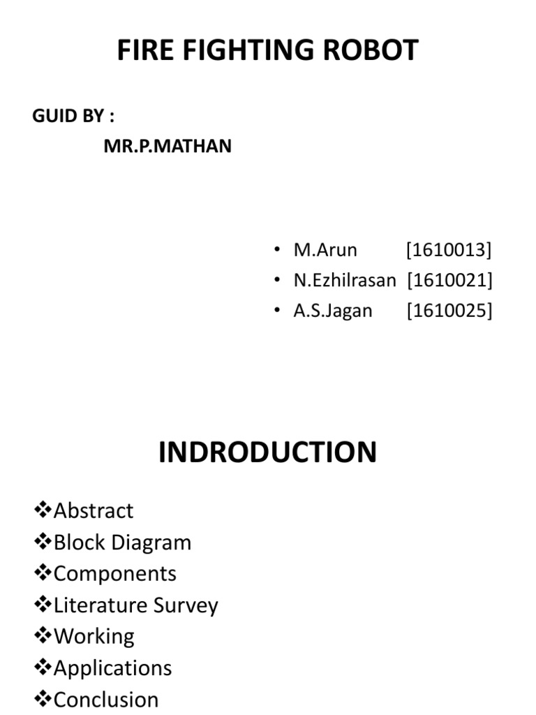 Fire Fighting Robot | PDF | Arduino | Servomechanism