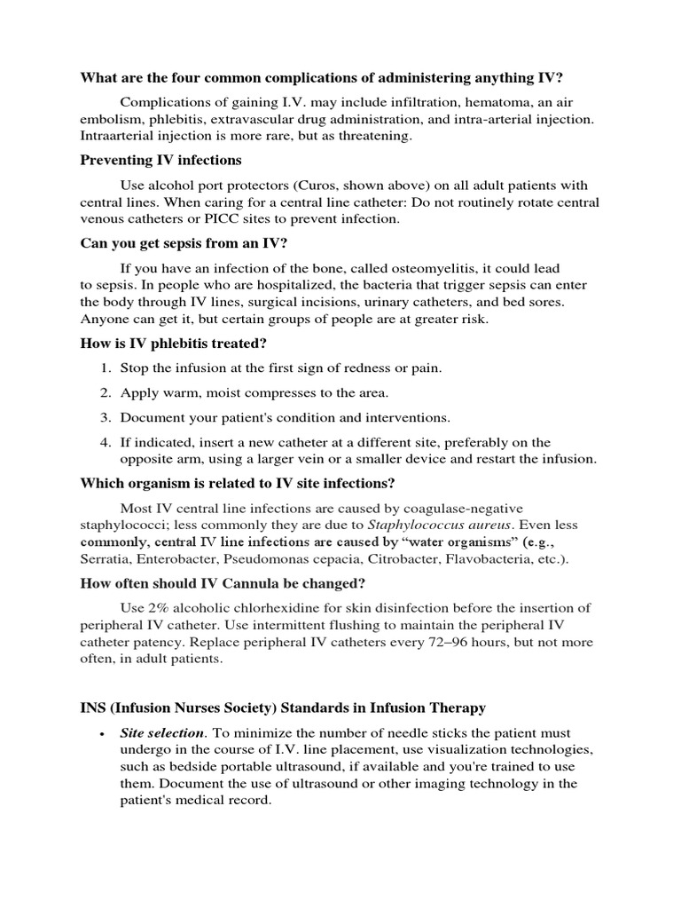 How Often Should IV Cannula Be Changed?: Site Selection. To Minimize ...