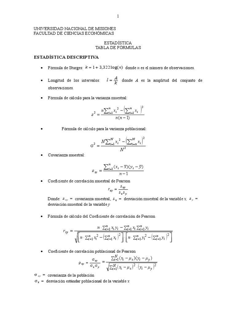 Tabla de Formulas Estadisticas | PDF | Distribución de veneno | Enseñanza de matemática