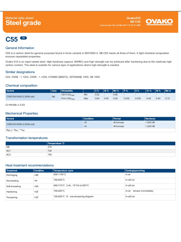 C55 | PDF | Heat Treating | Steel