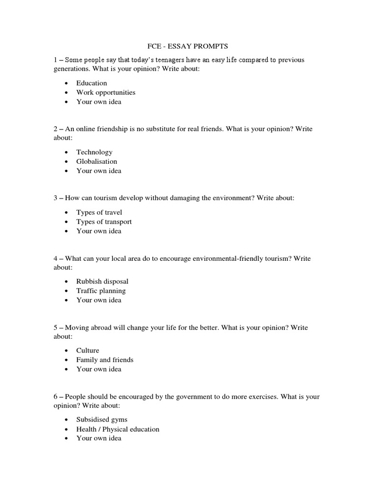Fce Writing Prompts | PDF