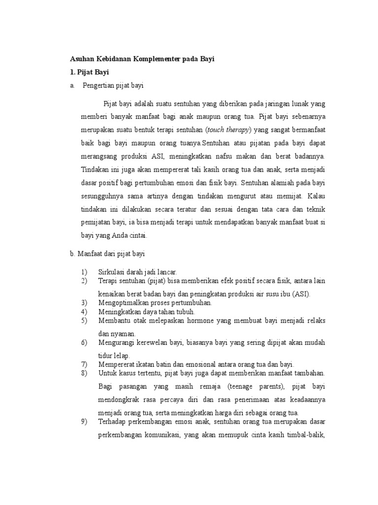 Asuhan Komplementer Bayi Dan Anak | PDF