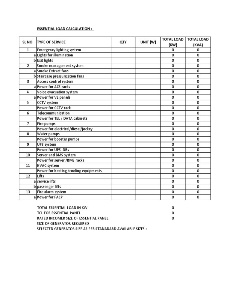 Essential Loads Calculation | PDF | Hvac | Elevator