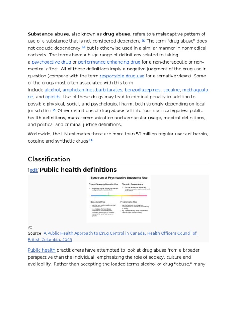 Classification: Public Health Definitions | PDF | Substance Abuse ...