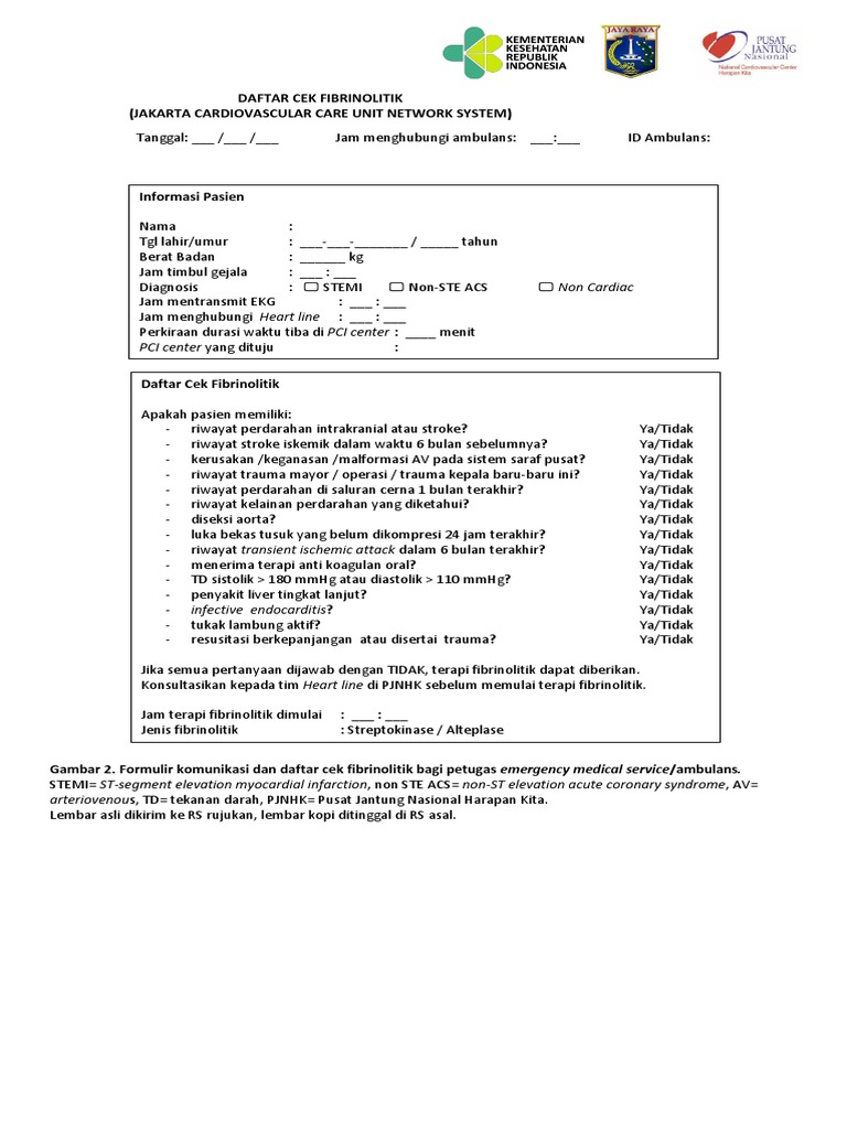 "Emergency Fibrinolytic Therapy Eligibility Checklist" | PDF