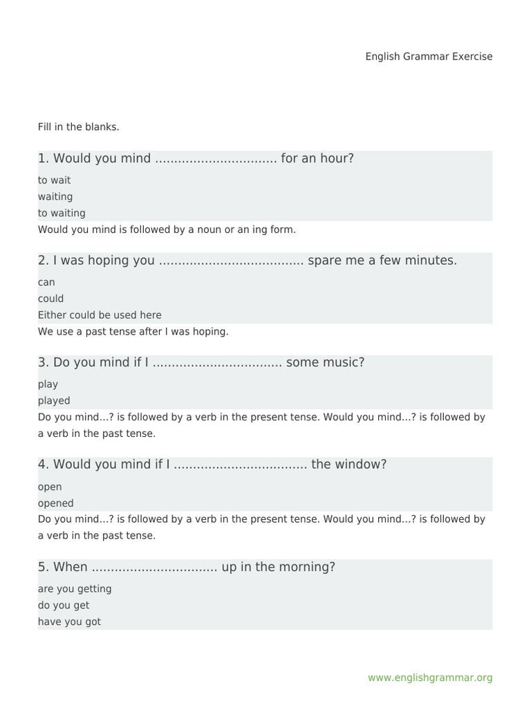 English Grammar Exercise | PDF | English Grammar | Verb