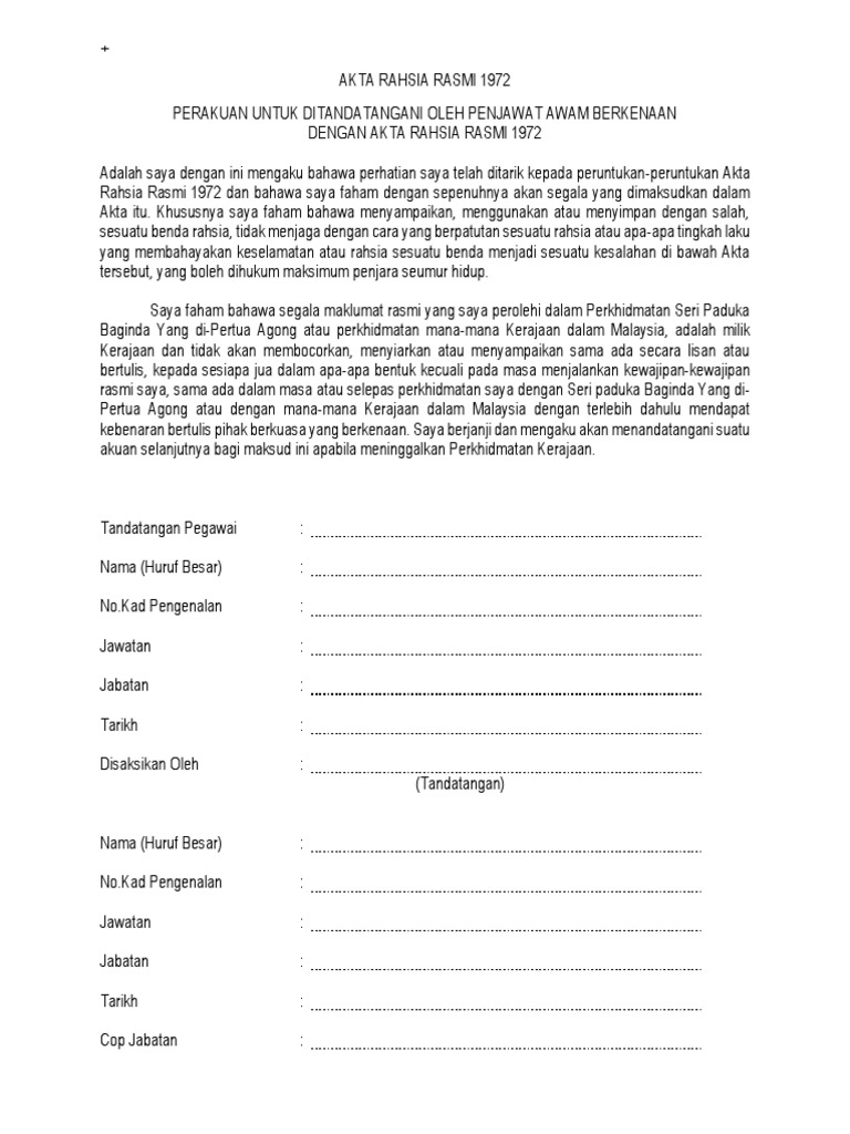 Akta Rahsia Rasmi 1972 | PDF