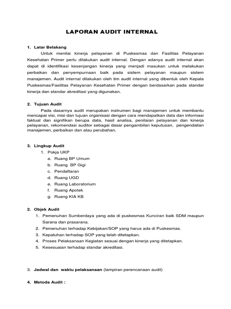 Laporan Audit Internal Pdf