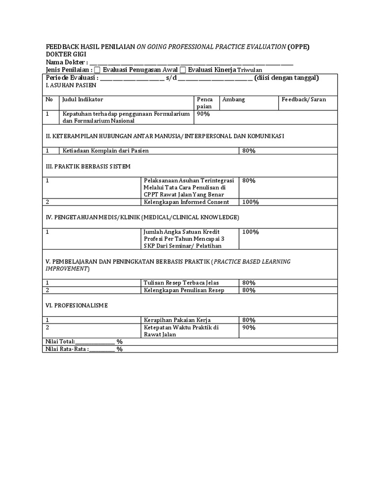 OPPE Evaluation Results and Feedback | PDF