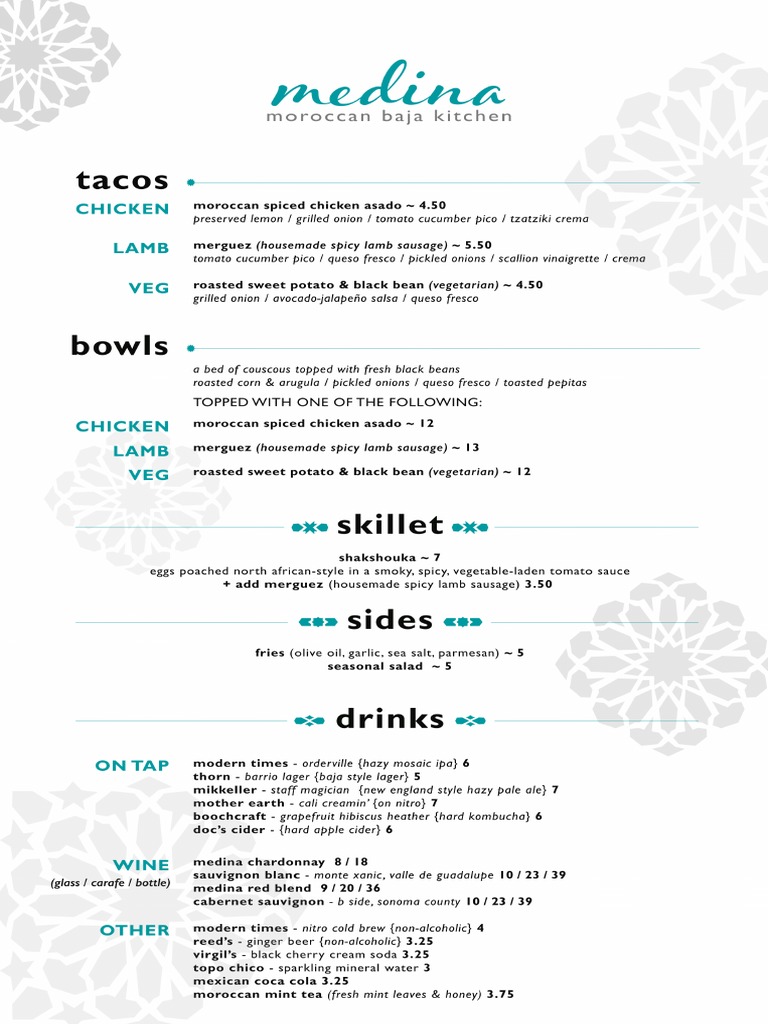 Medina Menu | PDF