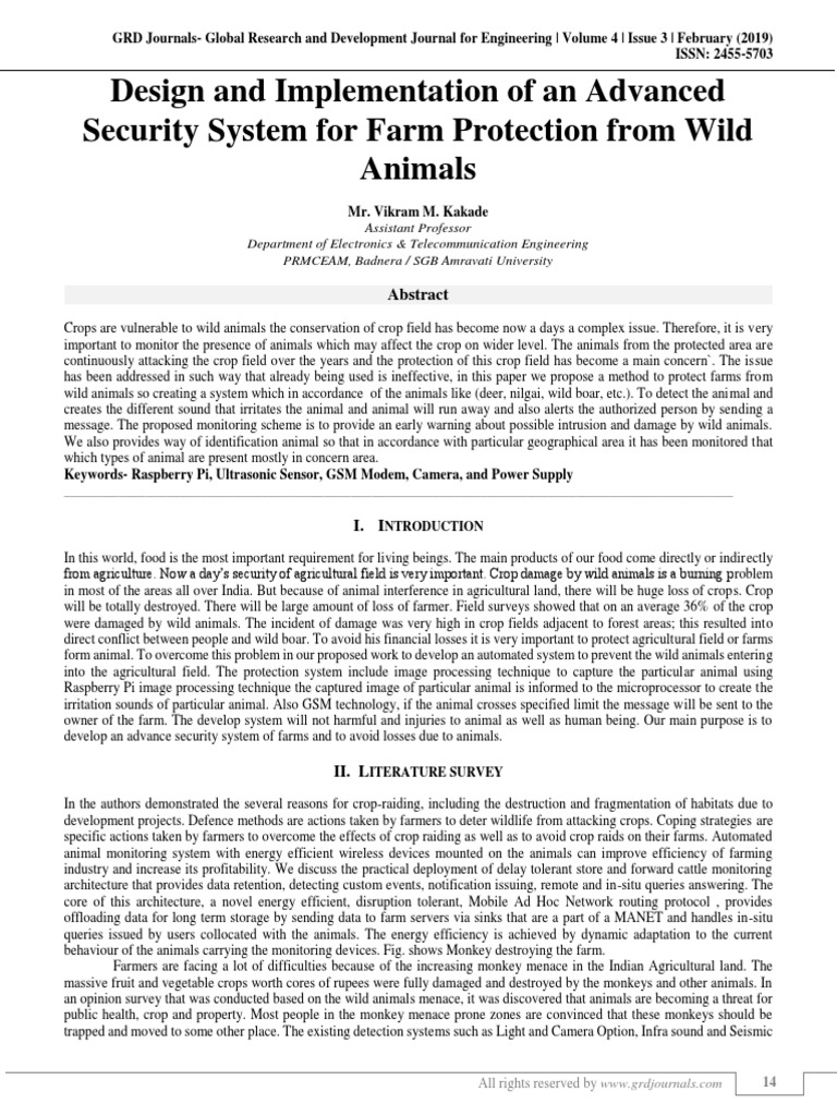 Design and Implementation of An Advanced Security System For Farm ...