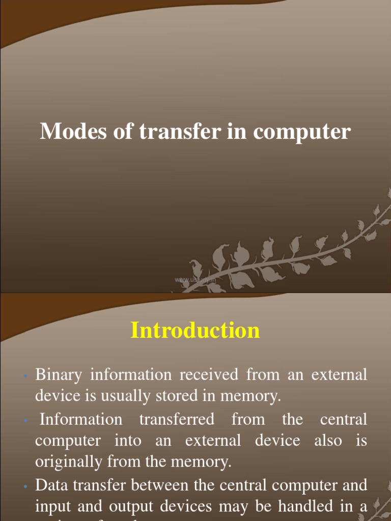 Modes of Transfer | PDF | Input/Output | Central Processing Unit