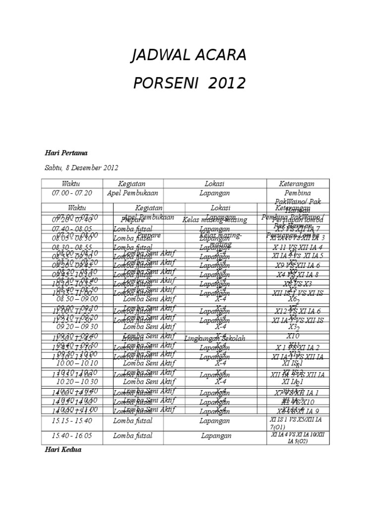 Contoh Jadwal Acara | PDF