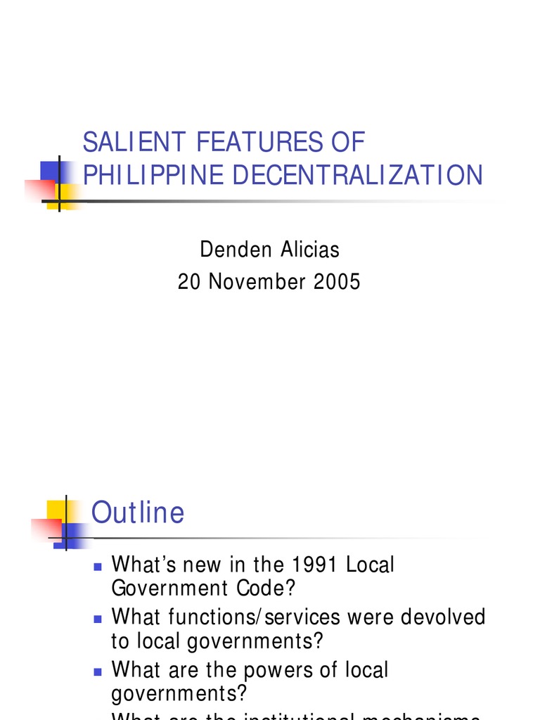 Salient Features of Philippine Decentralization | PDF | Devolution ...