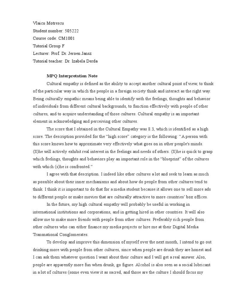 MPQ Note | PDF | Empathy | Social Psychology