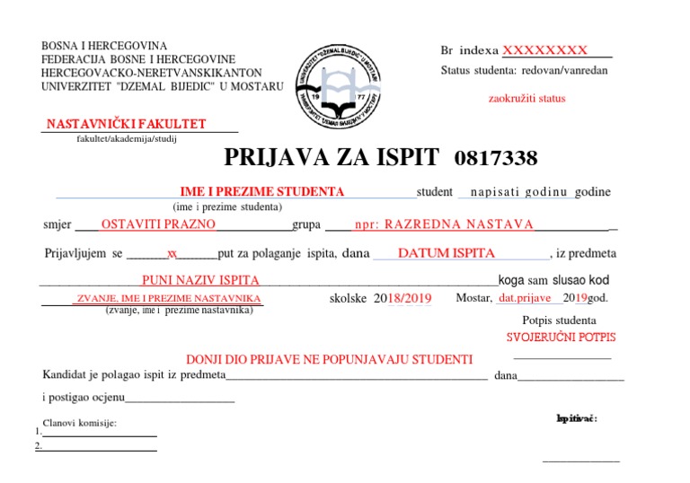 Način Popunjavanja Prijave1 | PDF