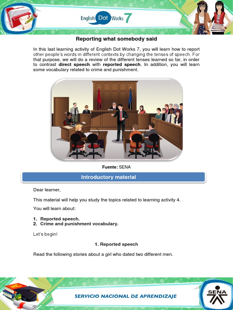 Reporting Speech and Crime Vocabulary: Concisely Summarizing How to ...